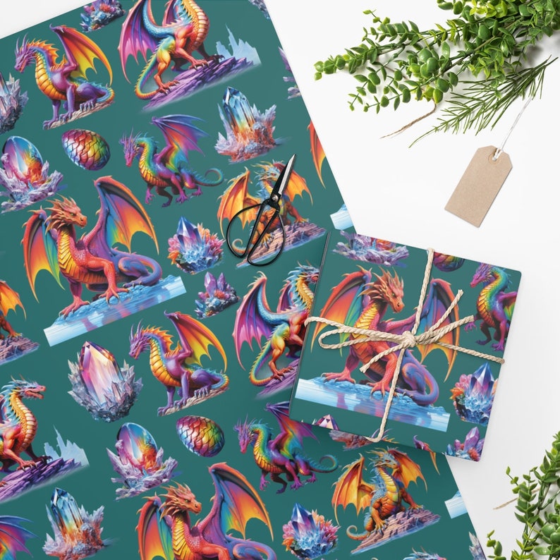 Dragon Wrapping Paper - Dragon Gift Wrap, Dragon Gifts, Dragon Birthday ...