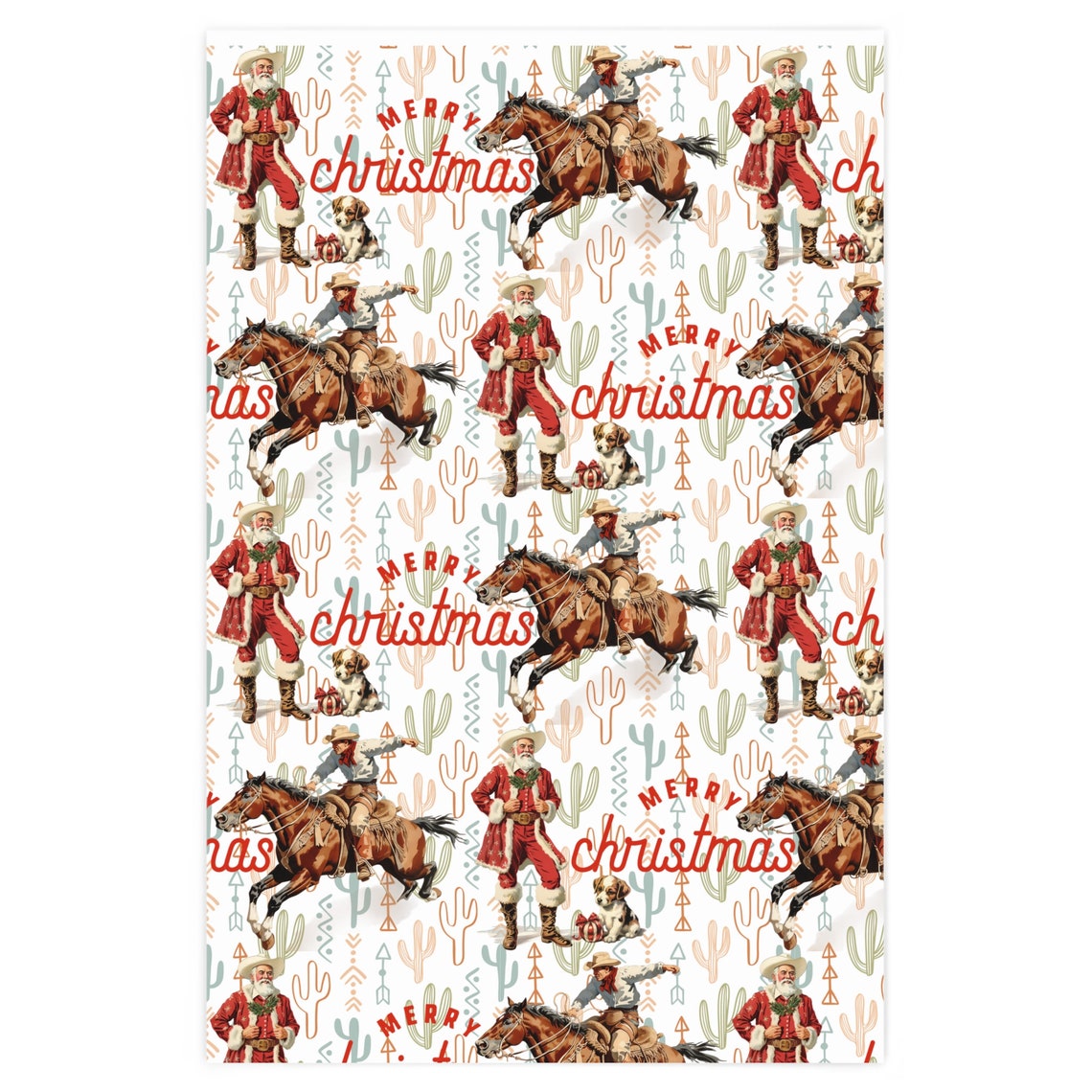 Cowboy Christmas Wrapping Paper - Western Holiday Gift Wrap - Etsy