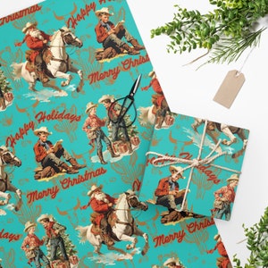 Cowboy Wrapping Paper - Christmas Gift Wrap, Western Gifts, Cowboy Gift ...