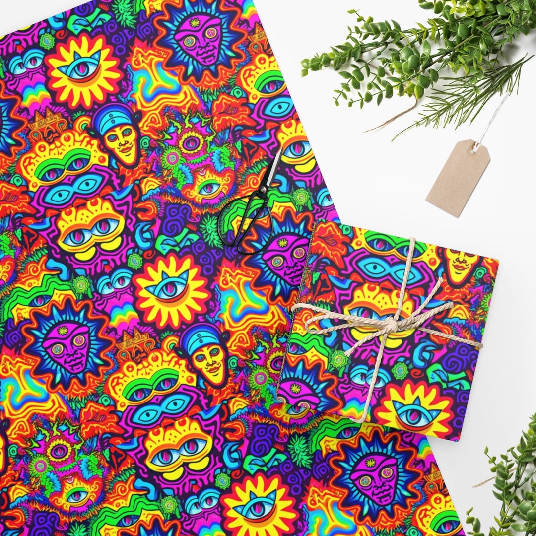 Psychedelic Gift Wrapping Paper Hippie Wrapping Paper Psychedelic Art ...