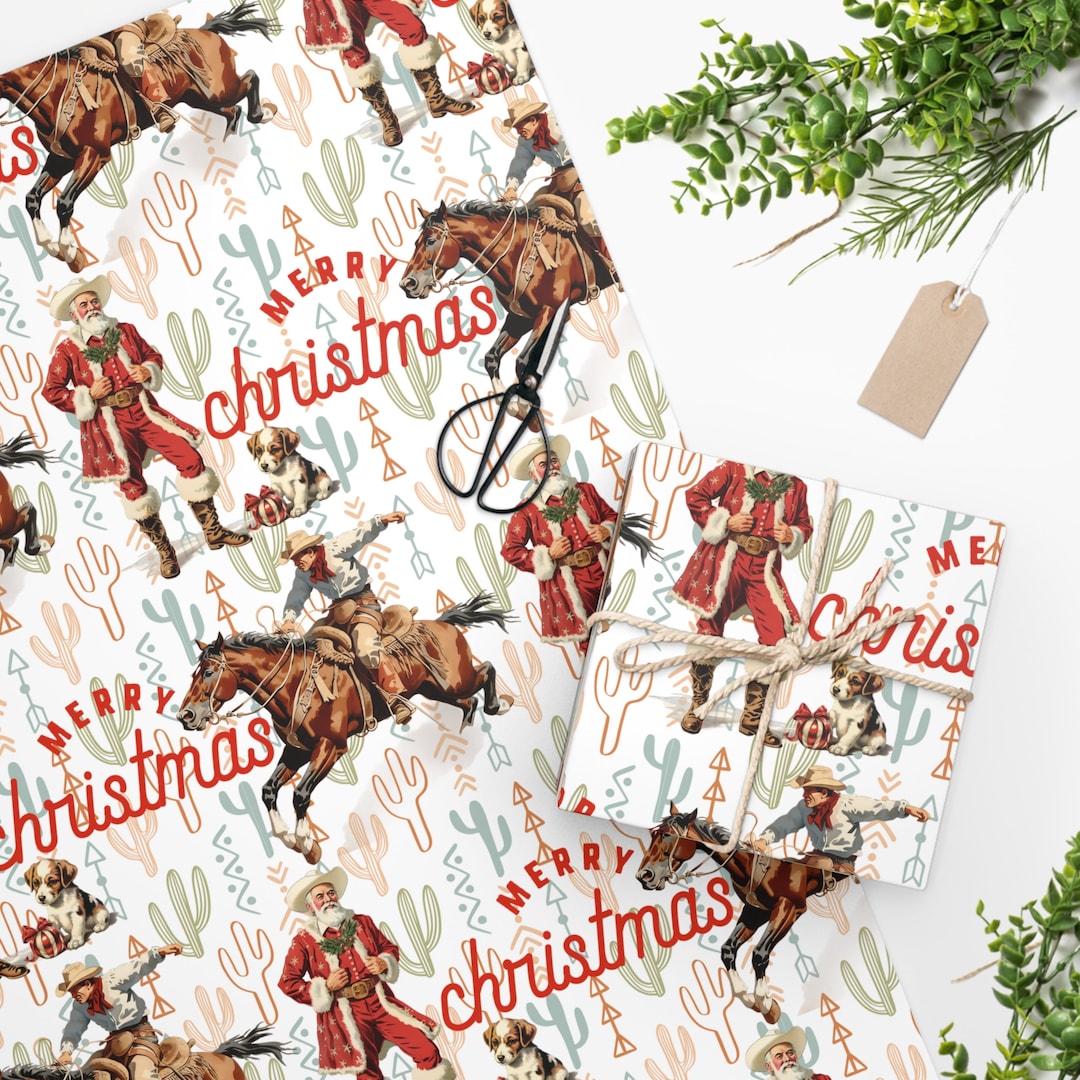 Cowboy Wrapping Paper - Christmas Gift Wrap, Western Gifts, Cowboy Gift ...