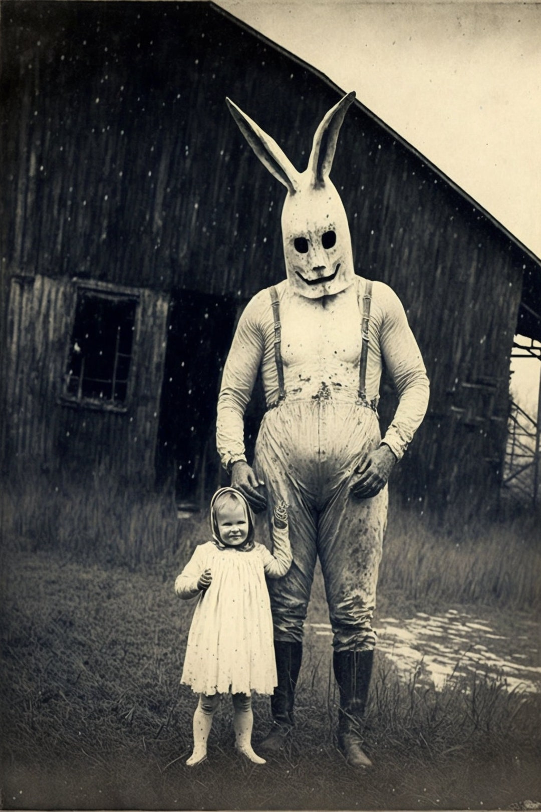 Creepy Easter Bunny & Girl Antique Photo | Weird Vintage Photography ...