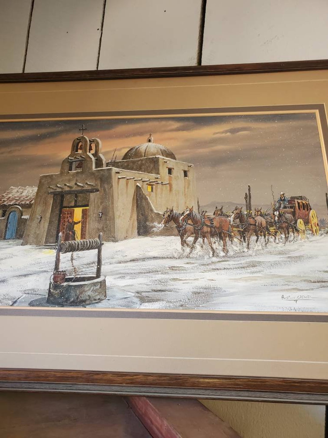 Original Antique Western Painting, Austin Deuel, Cowboy Art, Oil on ...