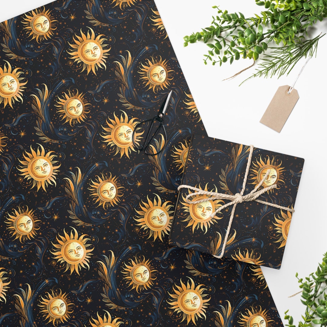 Boho Wrapping Paper Astrology Gifts Moon Wrapping Paper - Etsy
