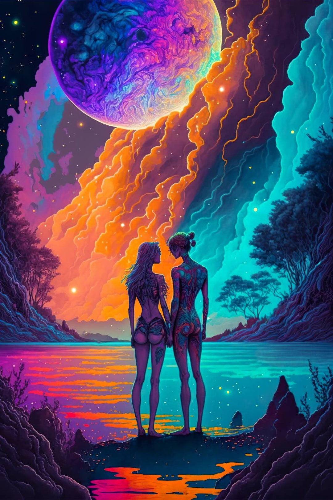 Lesbian Wall Art Digital Art Download Lesbian Art Print Rainbow