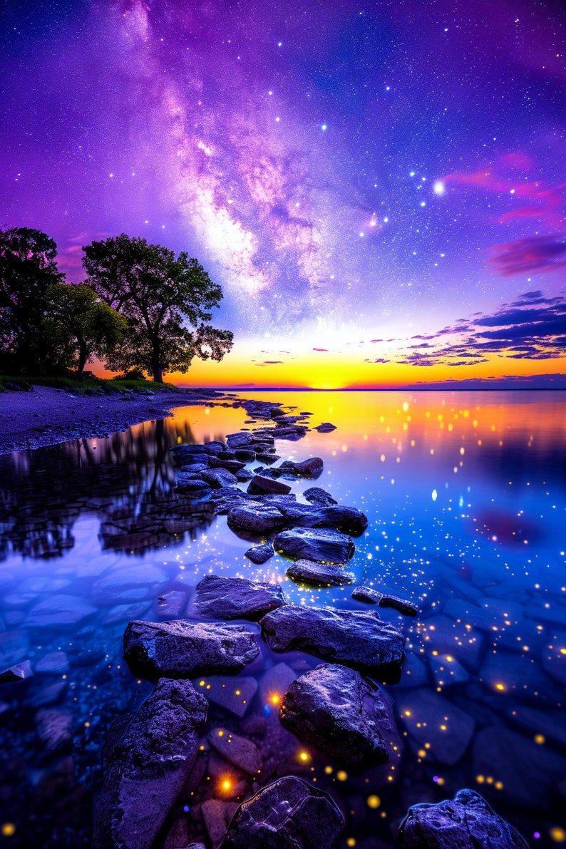 Sunset Beach Photography Print | Dreamy Nightscape (digital Download ...