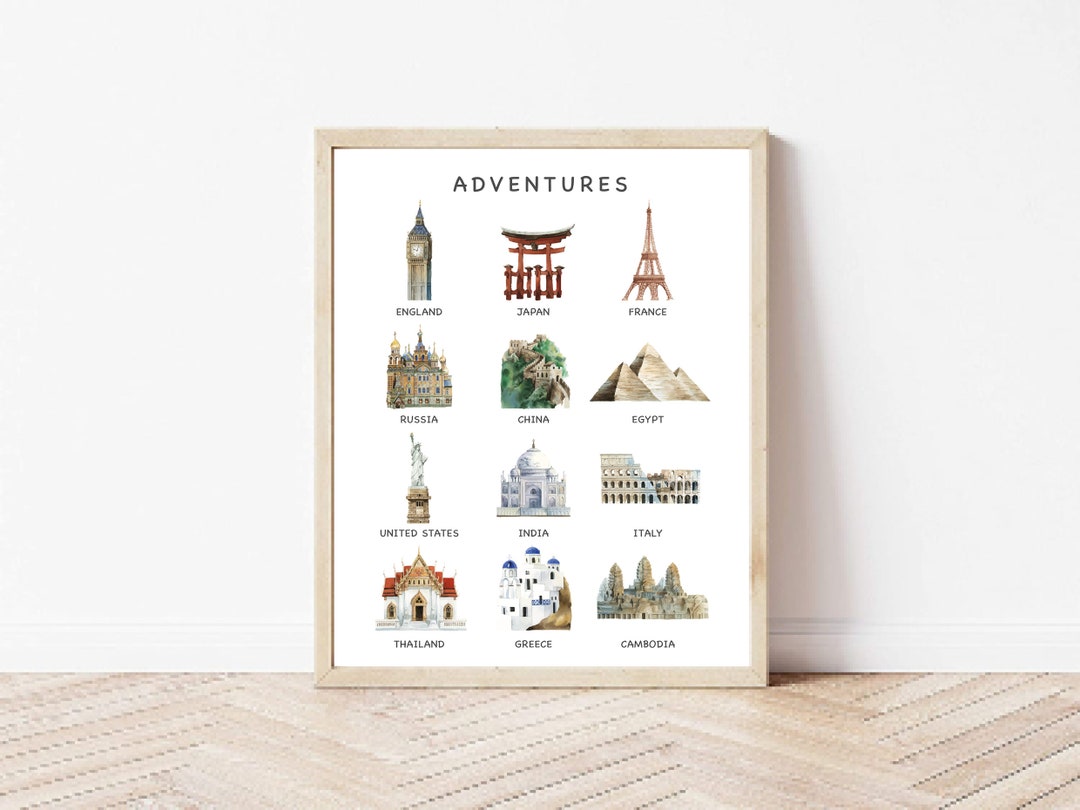 Adventures Poster, World Landmarks, Preschool Educational Poster ...