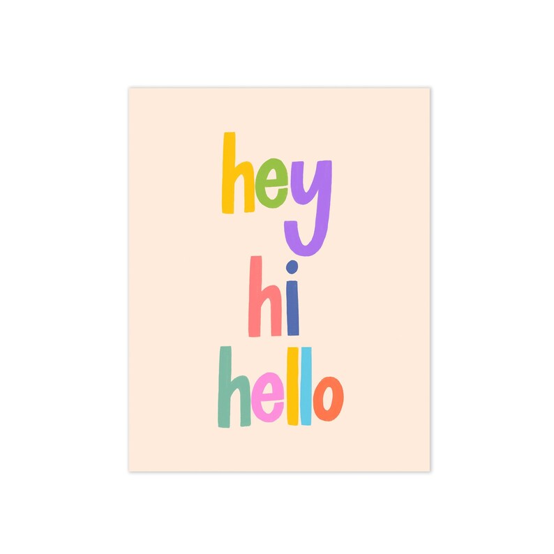 Hey Hi Hello Greeting Card Colorful Greeting Card - Etsy