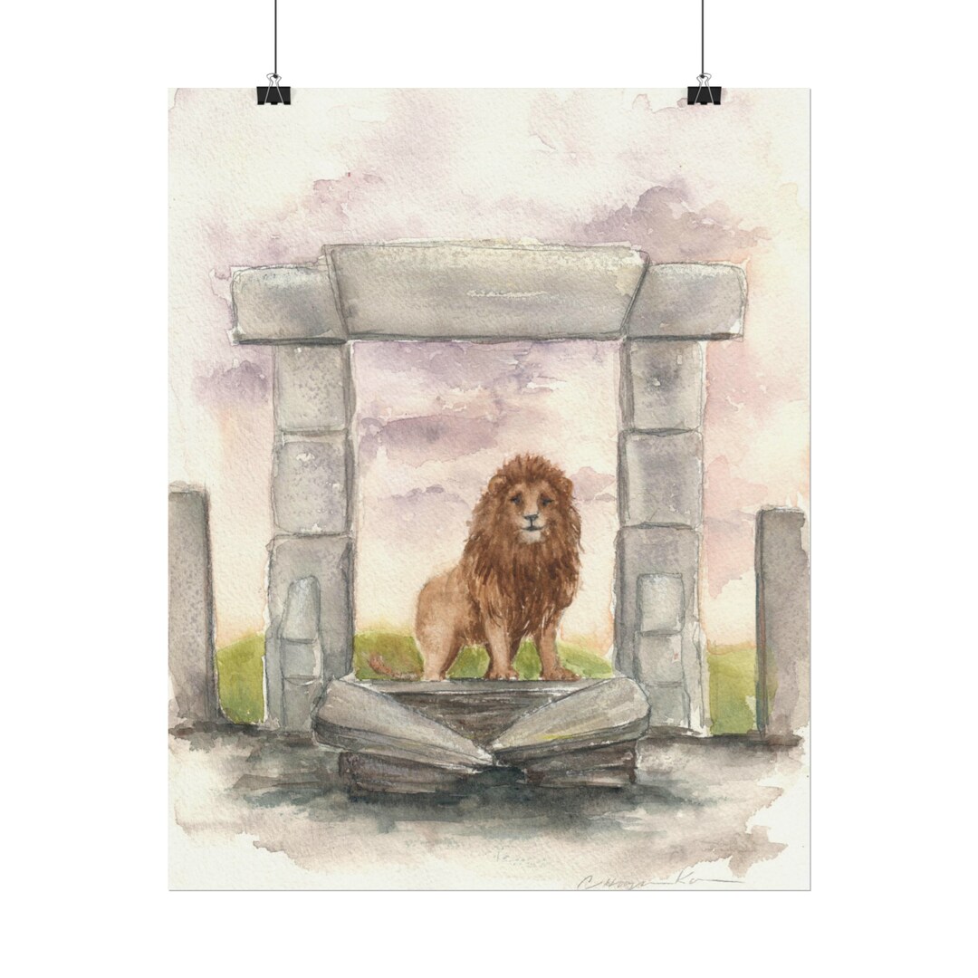 Aslan and the Stone Table Watercolor - Etsy