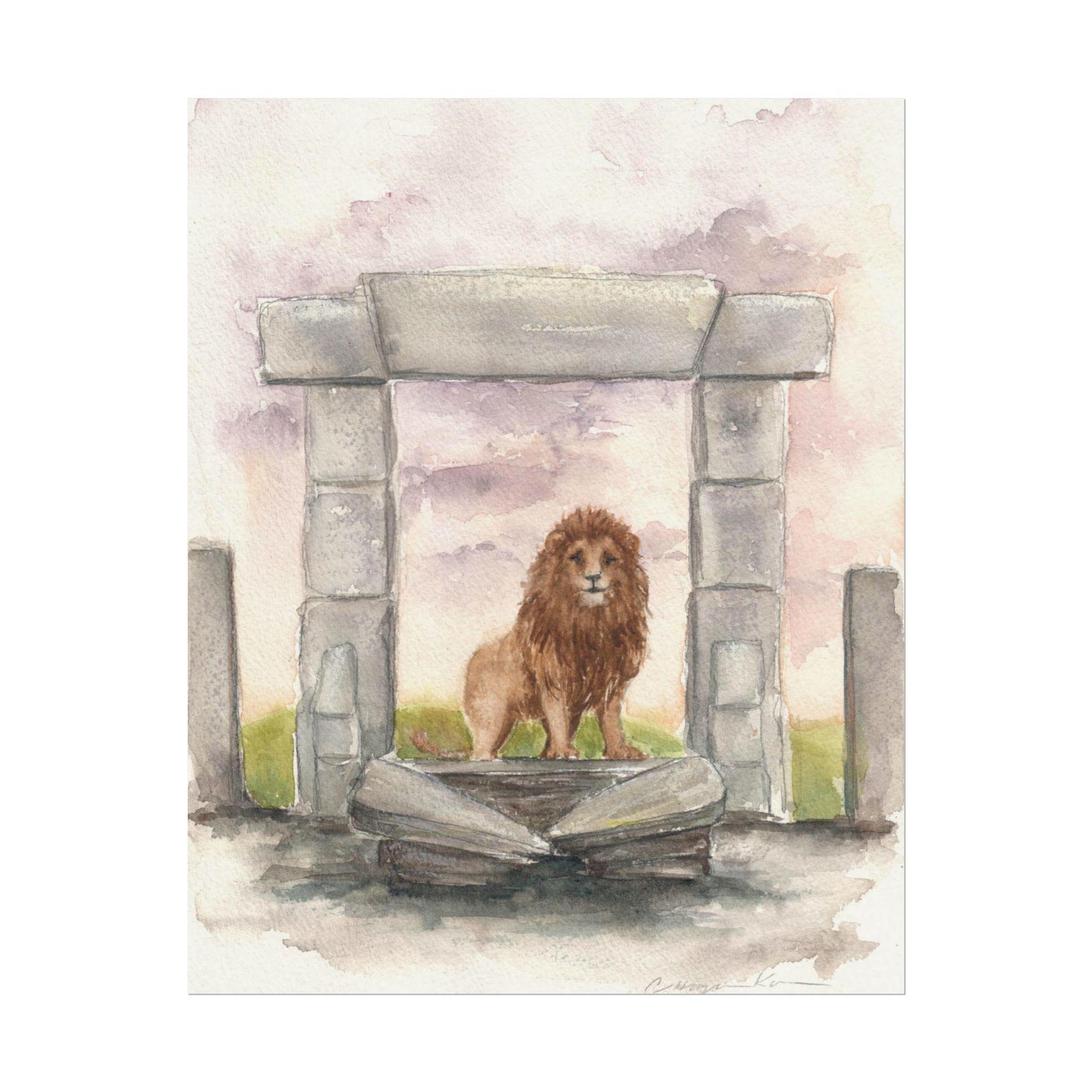 Aslan and the Stone Table Watercolor - Etsy