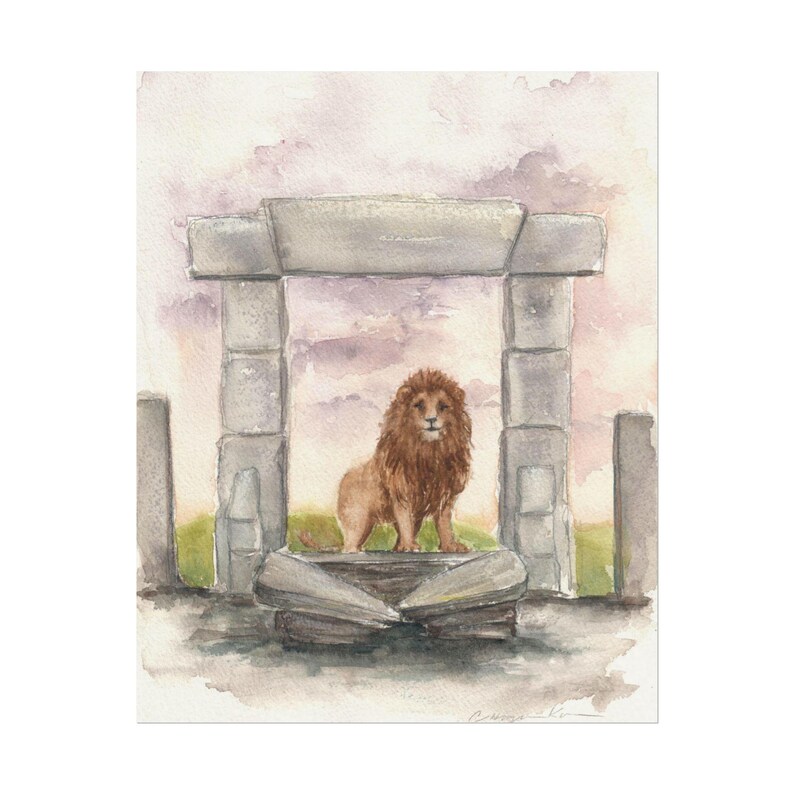 Aslan and the Stone Table Watercolor - Etsy