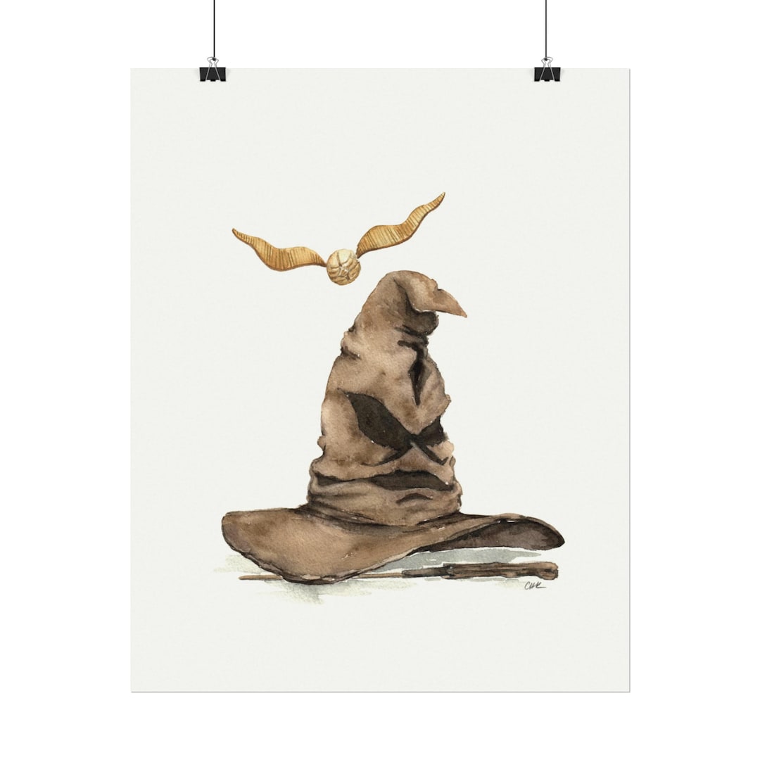 Harry Potter Sorting Hat & Golden Snitch Watercolor - Etsy
