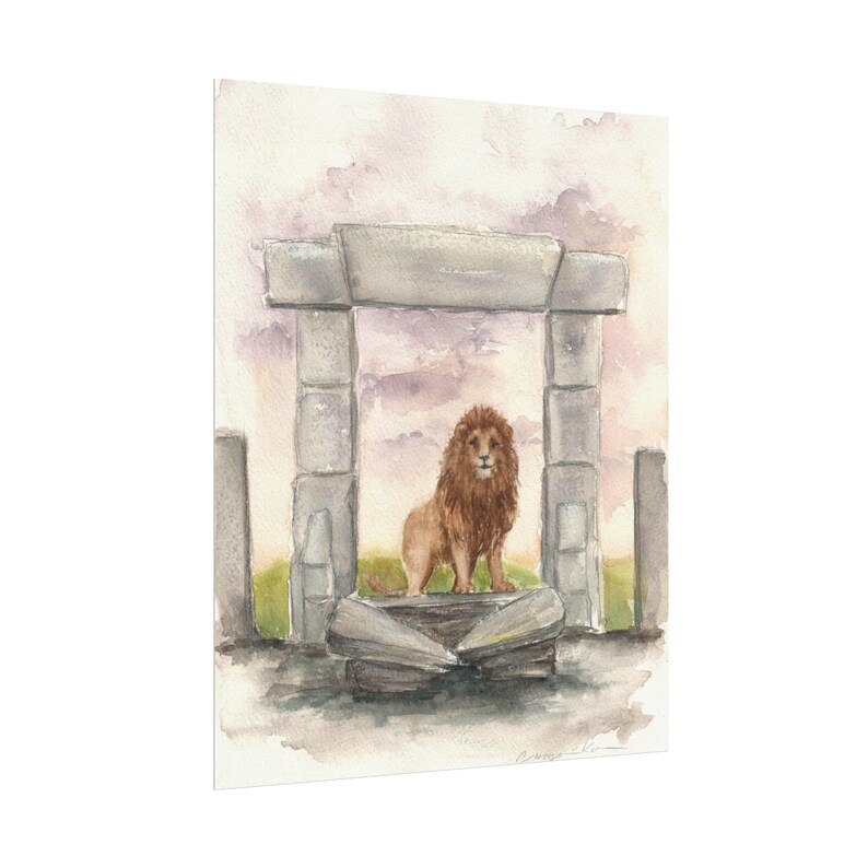 Aslan and the Stone Table Watercolor - Etsy