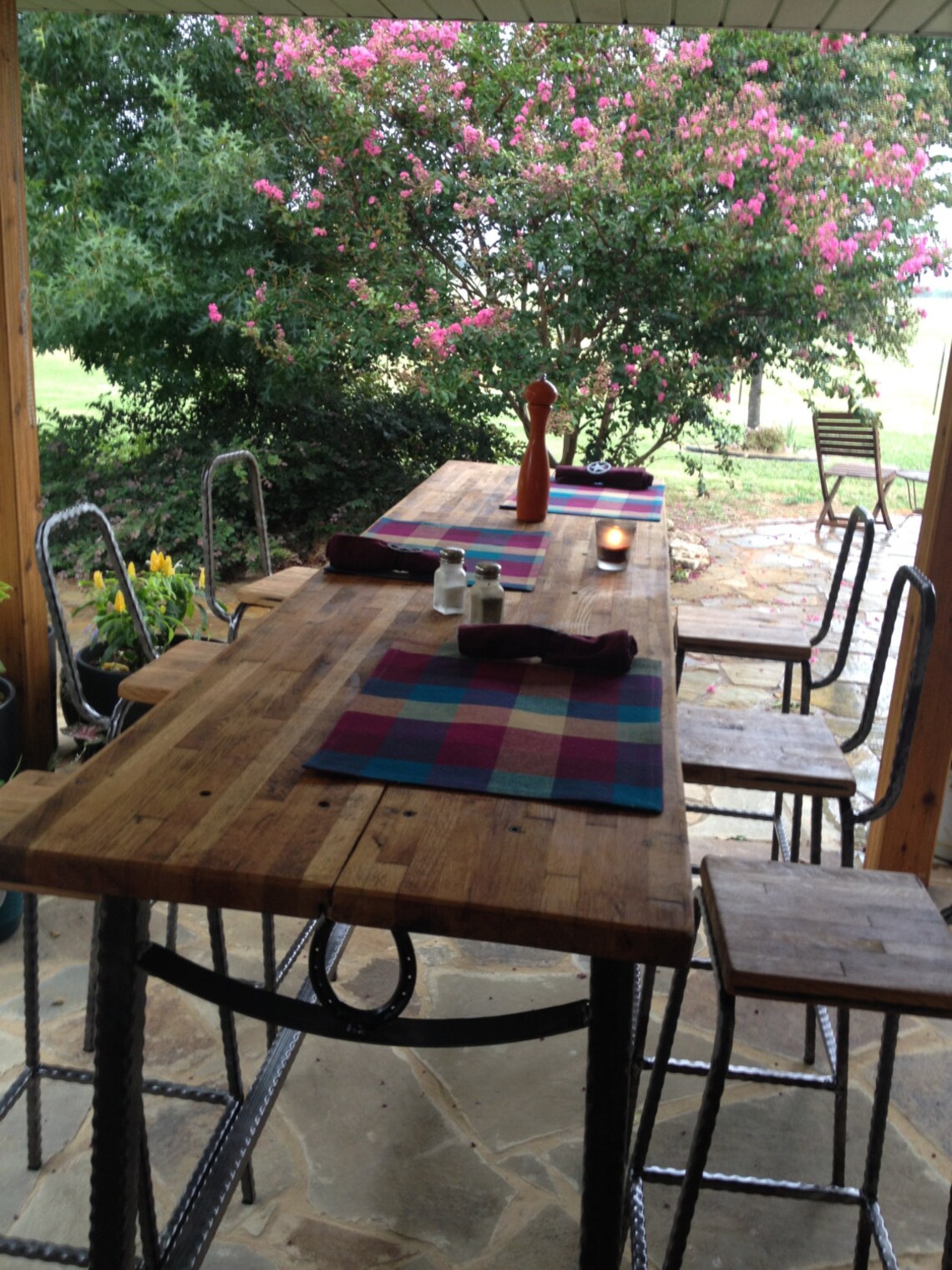 Hand Made Rustic Style Bar Stool Table Set - Etsy