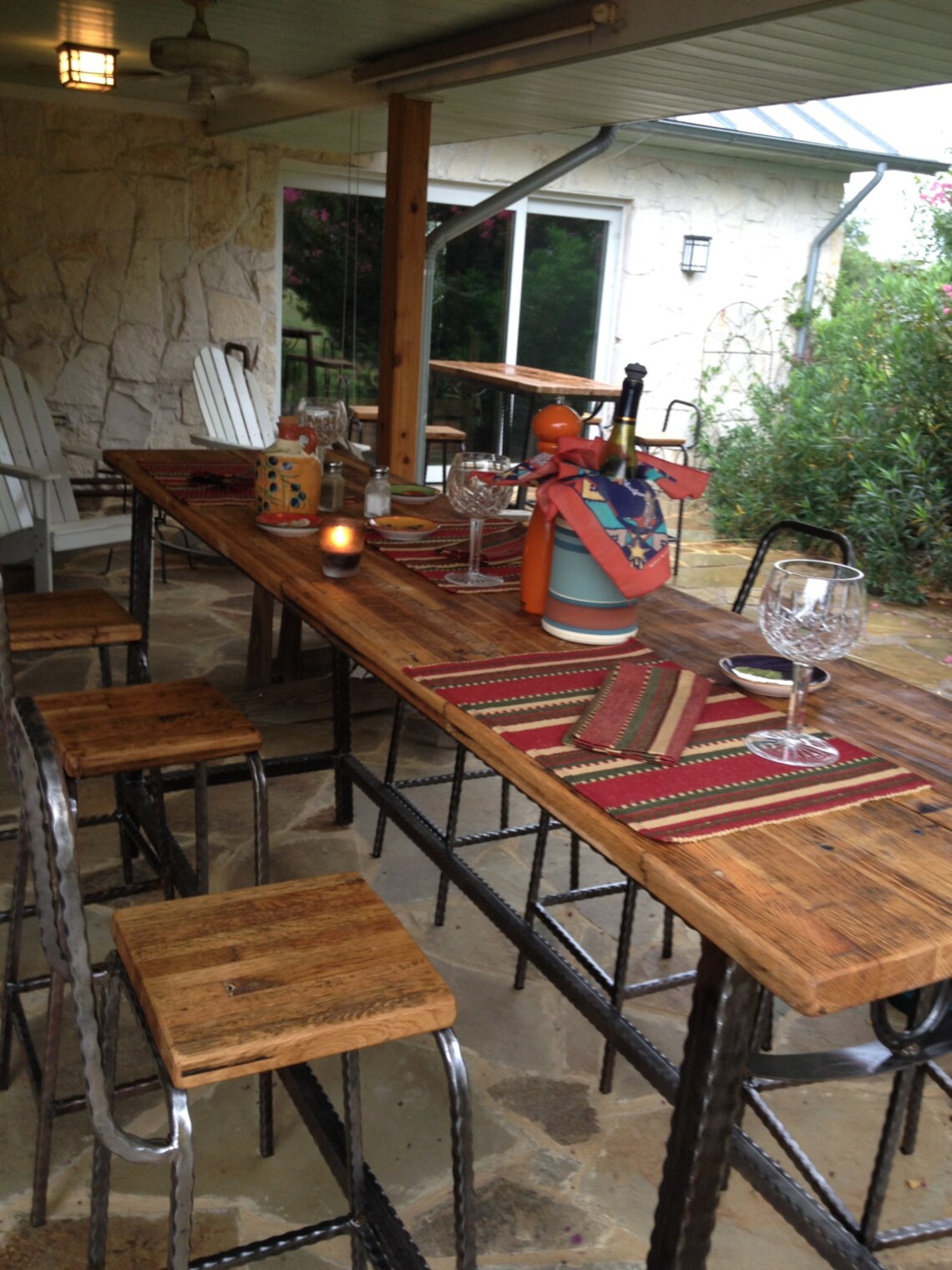 Hand Made Rustic Style Bar Stool Table Set - Etsy