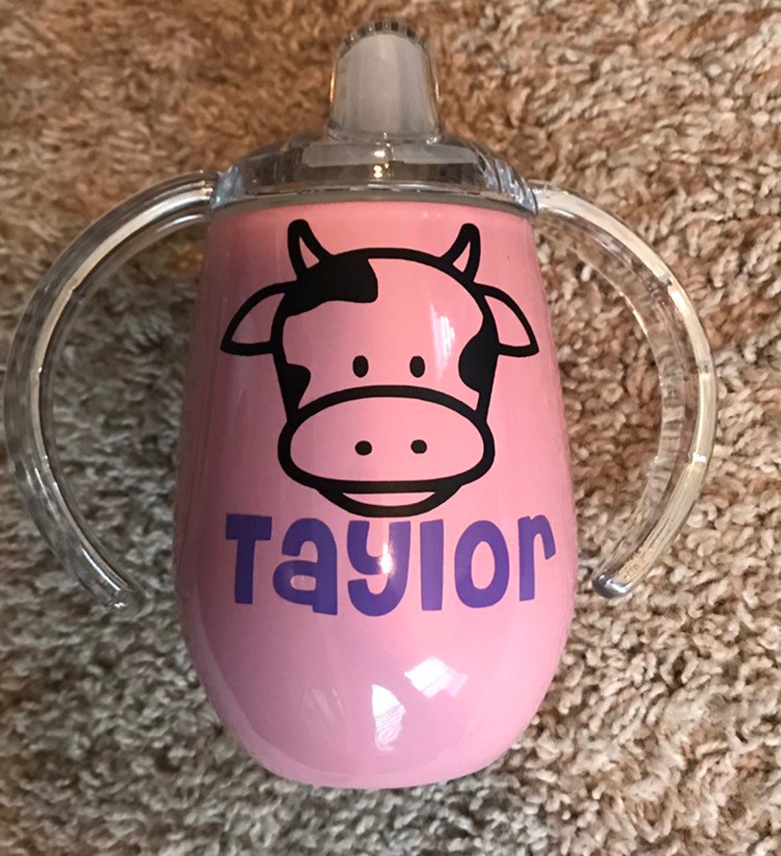 Baby Cow Sippy Cup W Custom Name / Stainless Steel Toddler / - Etsy