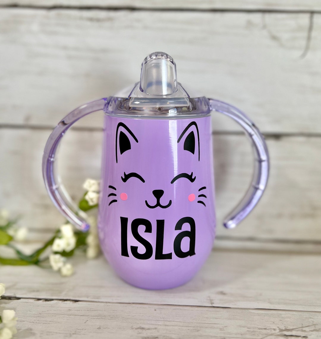 Cute Kitty Cat Sippy Cup Personalized, Custom Cat Cup, Stainless Steel ...