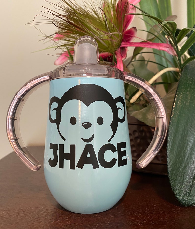 Monkey Sippy Cup Personalized With Name / Animal Stainless - Etsy