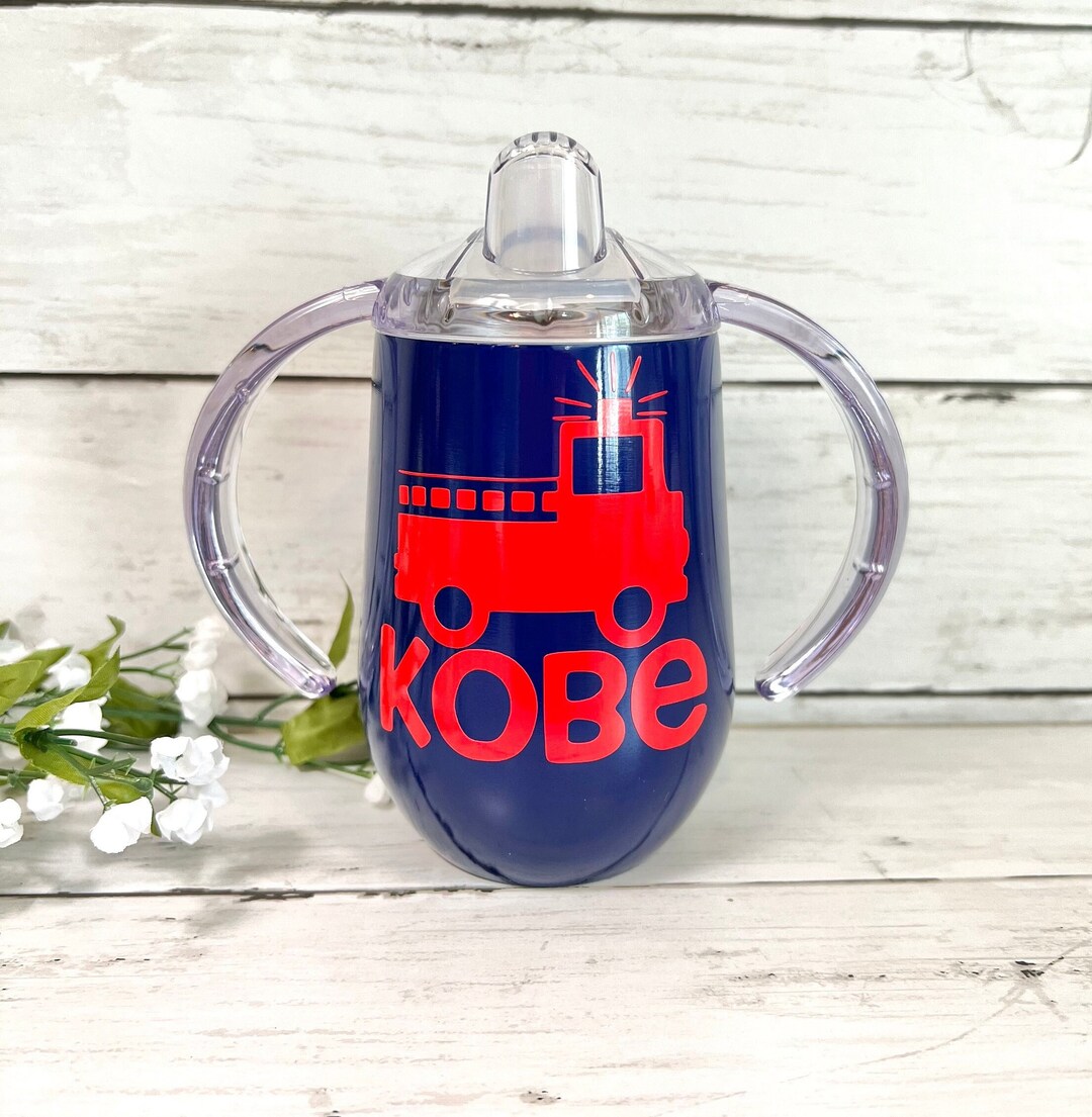 Fire Truck Sippy Cup With Name, Toddler Cup, Firefighter-themed ...