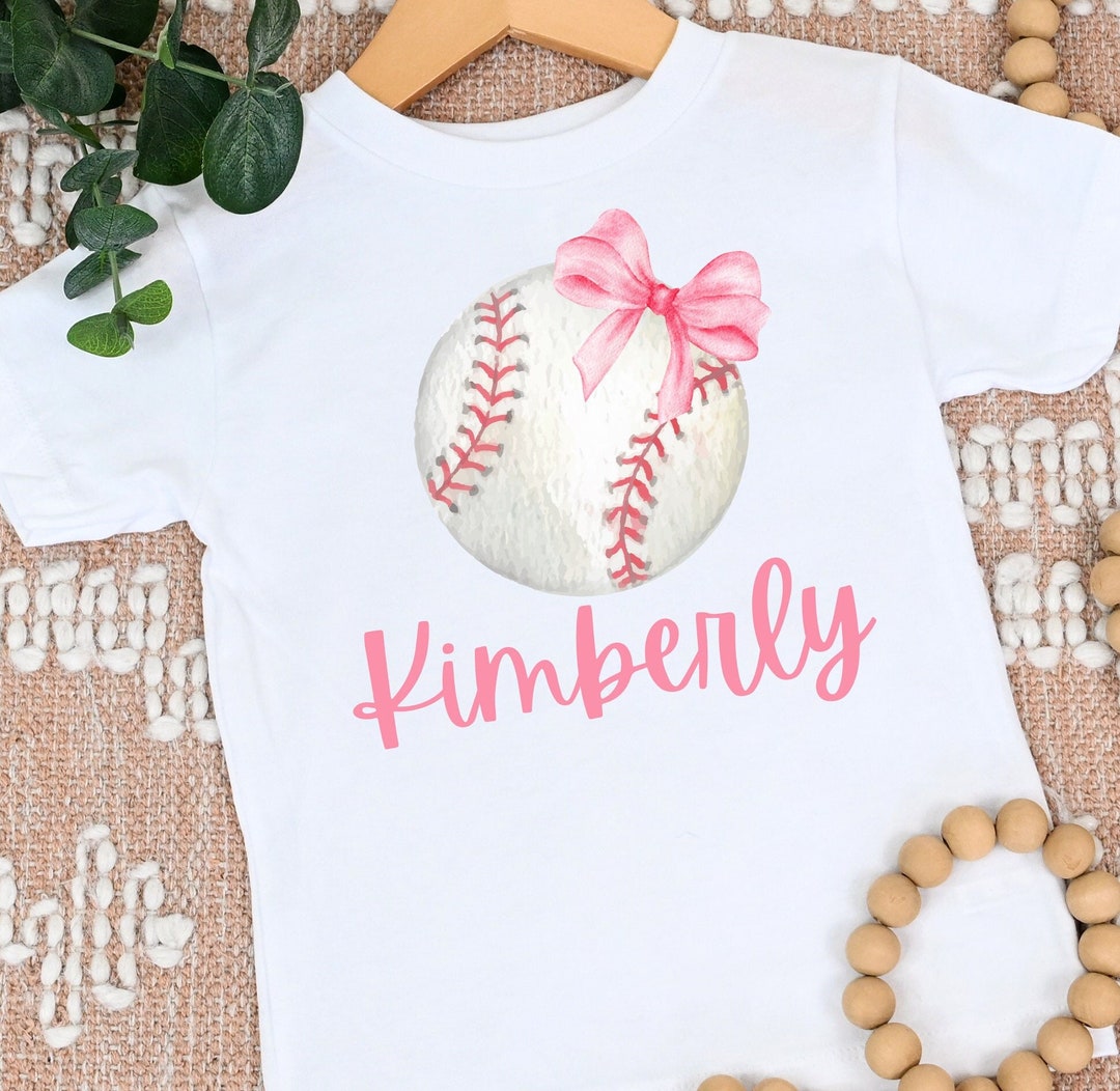 Custom Baseball Bow T-shirt, Girl Sports Shirt, Kids Baseball Outfit ...