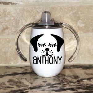 Puppy Sippy Cup Personalized With Name / Dog Stainless Steel Toddler ...