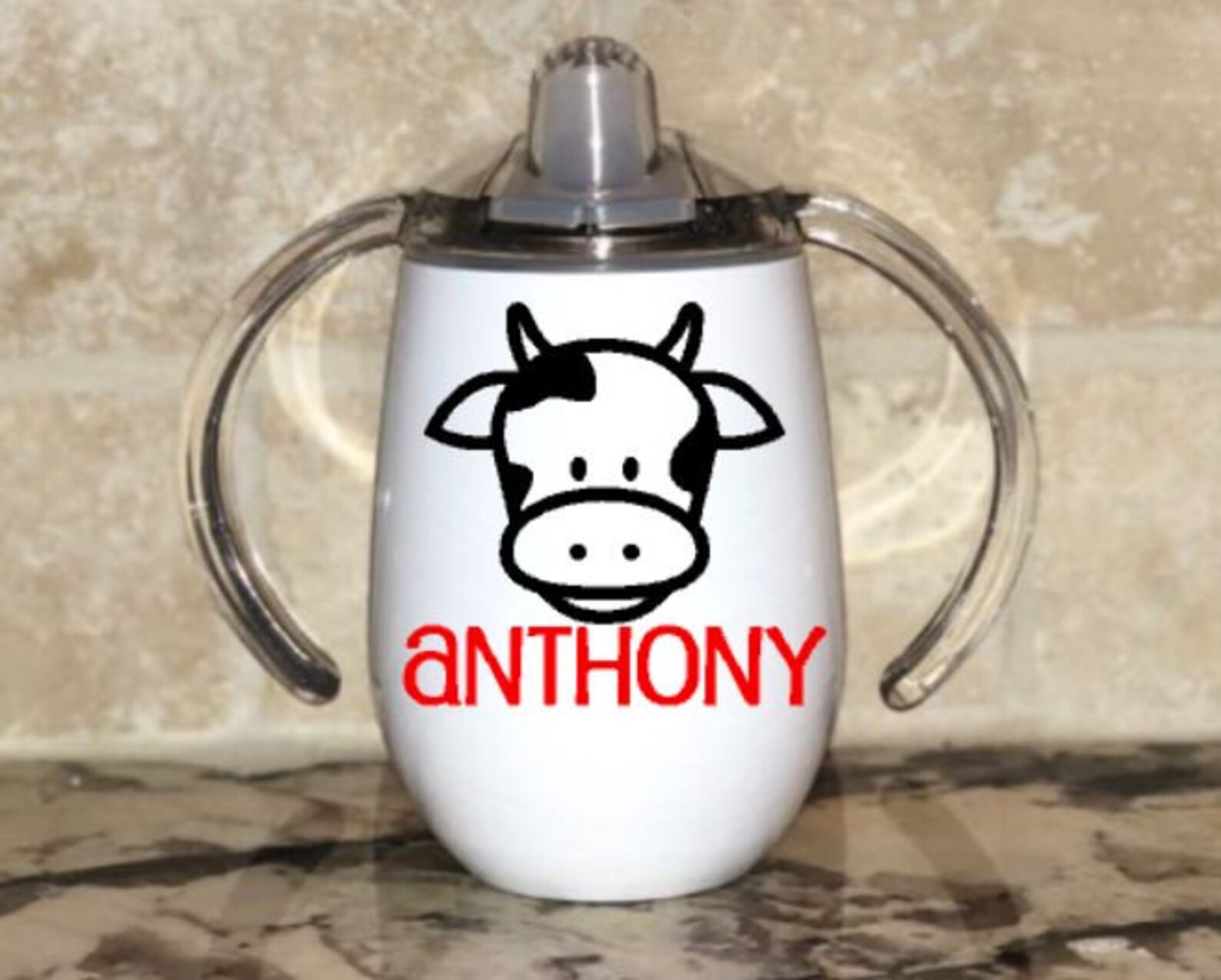 Baby Cow Sippy Cup W Custom Name / Stainless Steel Toddler / - Etsy