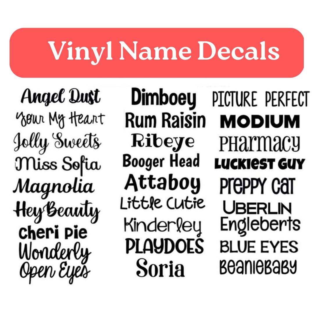 Name Decals, Custom Name Decals, Vinyl Name Decals, Custom Decals ...