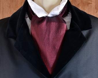 DAY Cravat Victorian Ascot Tie Cravat Maroon Red Wine Dupioni SILK - Etsy