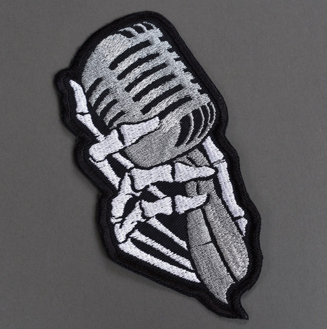 Skeleton Microphone - Iron on Embroidered Patch - Etsy