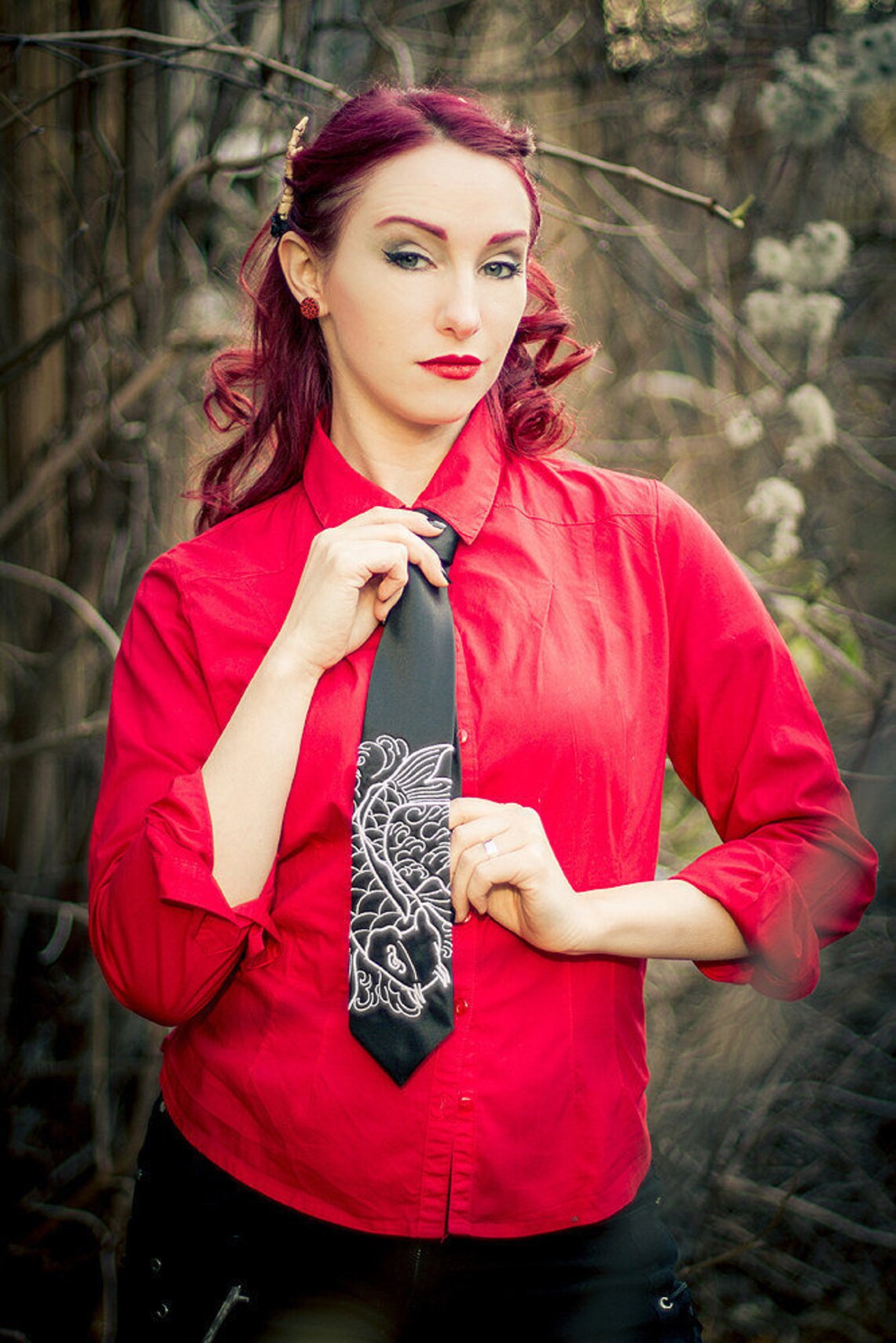 Embroidered Japanese Koi Tie - Etsy