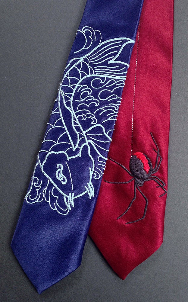 Embroidered Spider Tie - Etsy UK