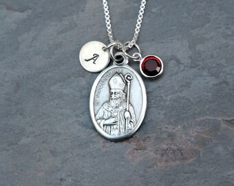 Saint St Peter Necklace Personalized Custom Initial Hand | Etsy