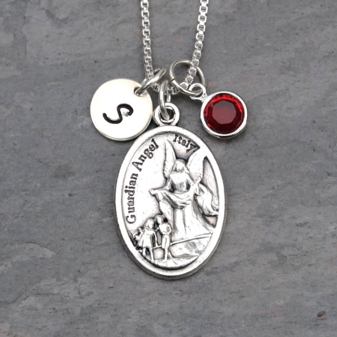 Guardian Angel Necklace Personalized Crystal Birthstone or Pearl ...