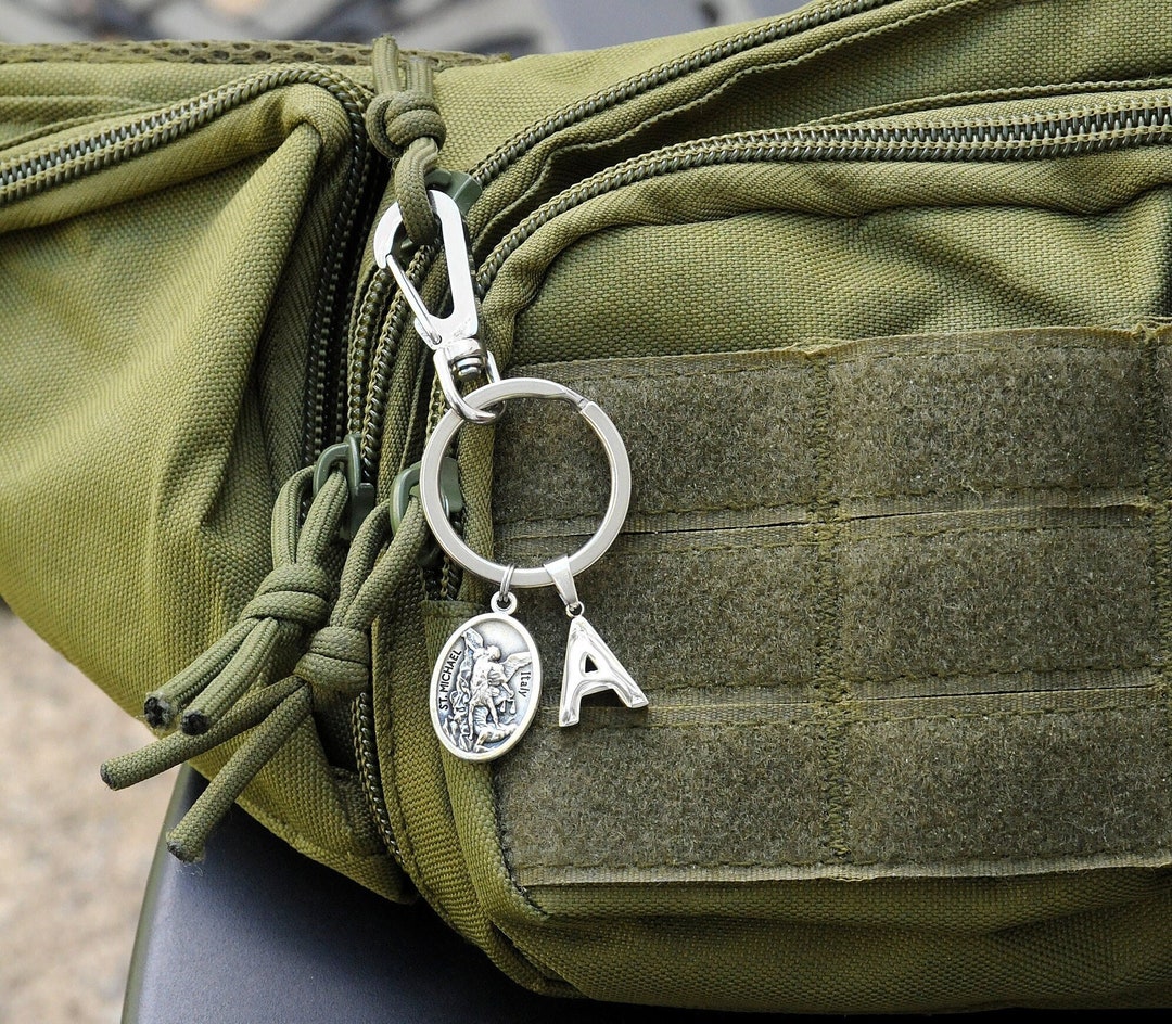 St. Saint Michael Key Chain, Gift for Police Officer, Personalized Key ...