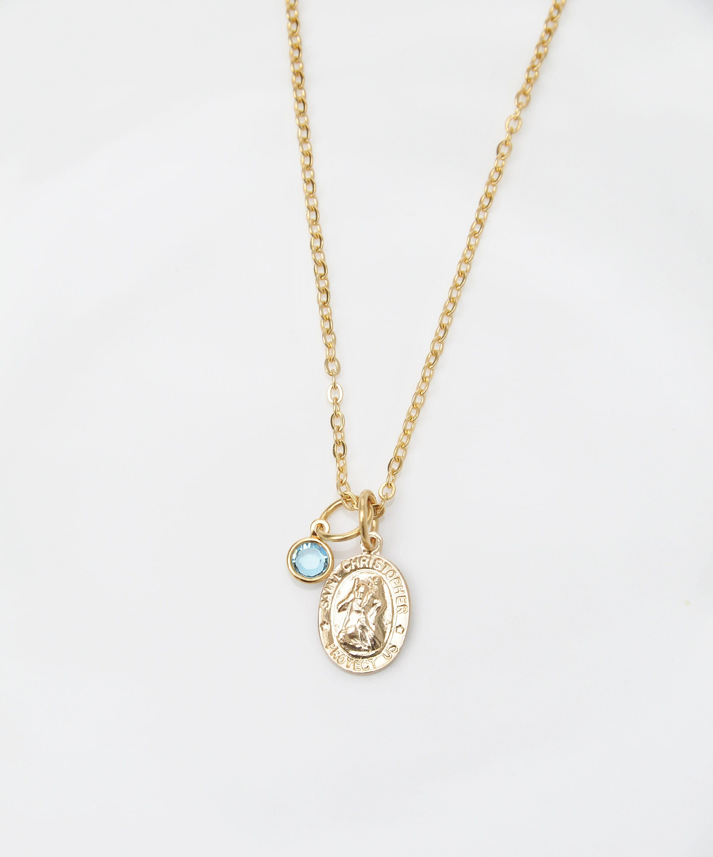 Tiny Gold Tone Safe Travels St Saint Christopher Necklace, Travelers ...