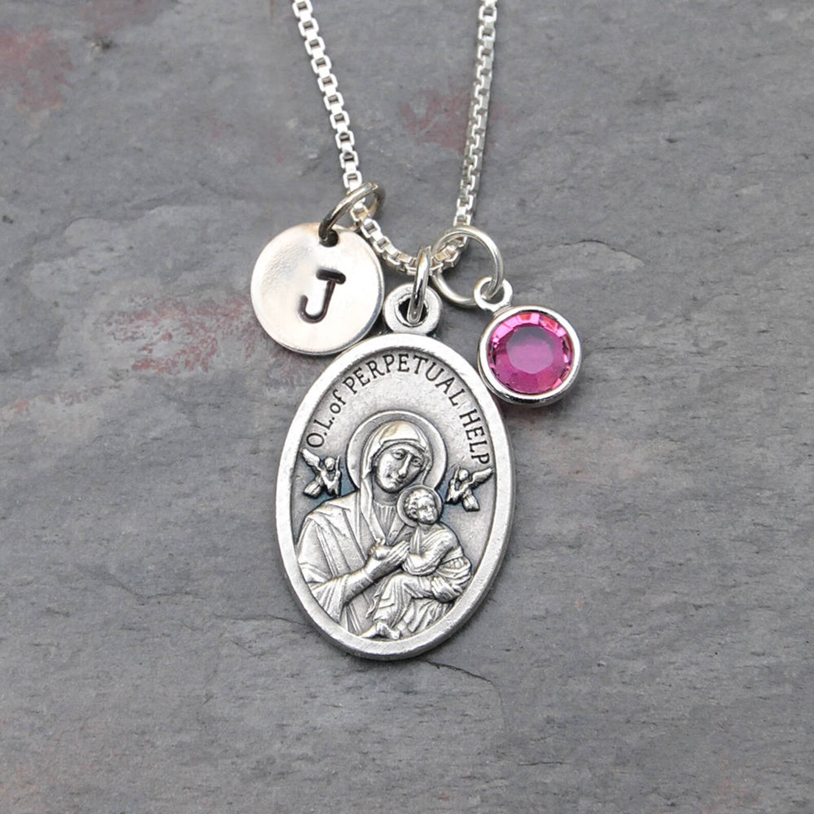 Our Lady of Perpetual Help Necklace Personalized Initial - Etsy