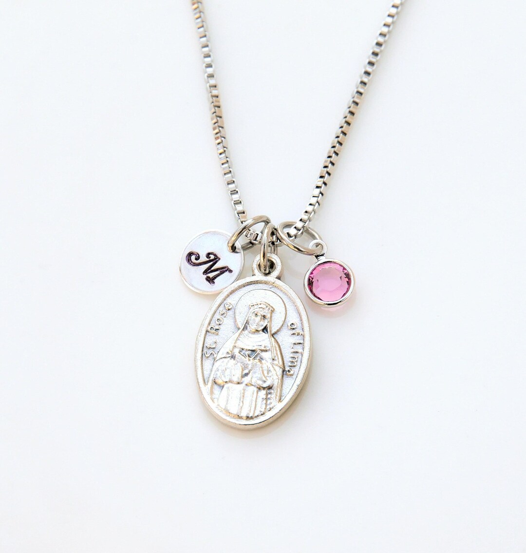 Rose of Lima Necklace - Personalized -crystal Birthstone or Pearl ...