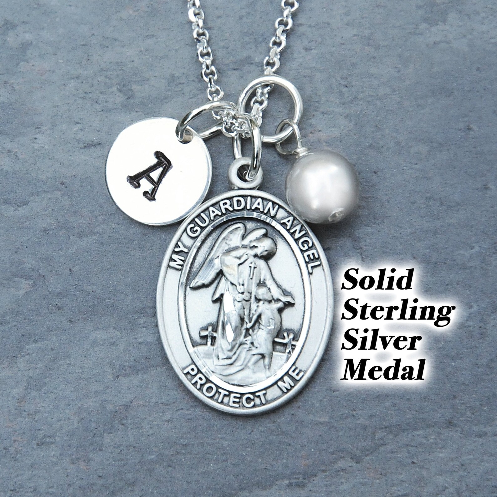 Guardian Angel Sterling Silver Necklace Personalized | Etsy