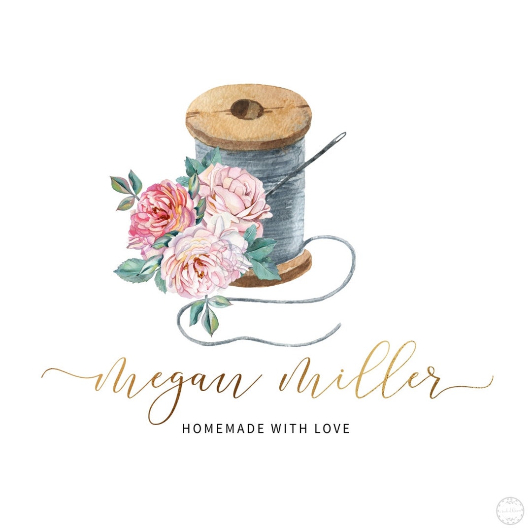 Sewing Logo Design Spool of Thread Logo Watercolor Sewing - Etsy