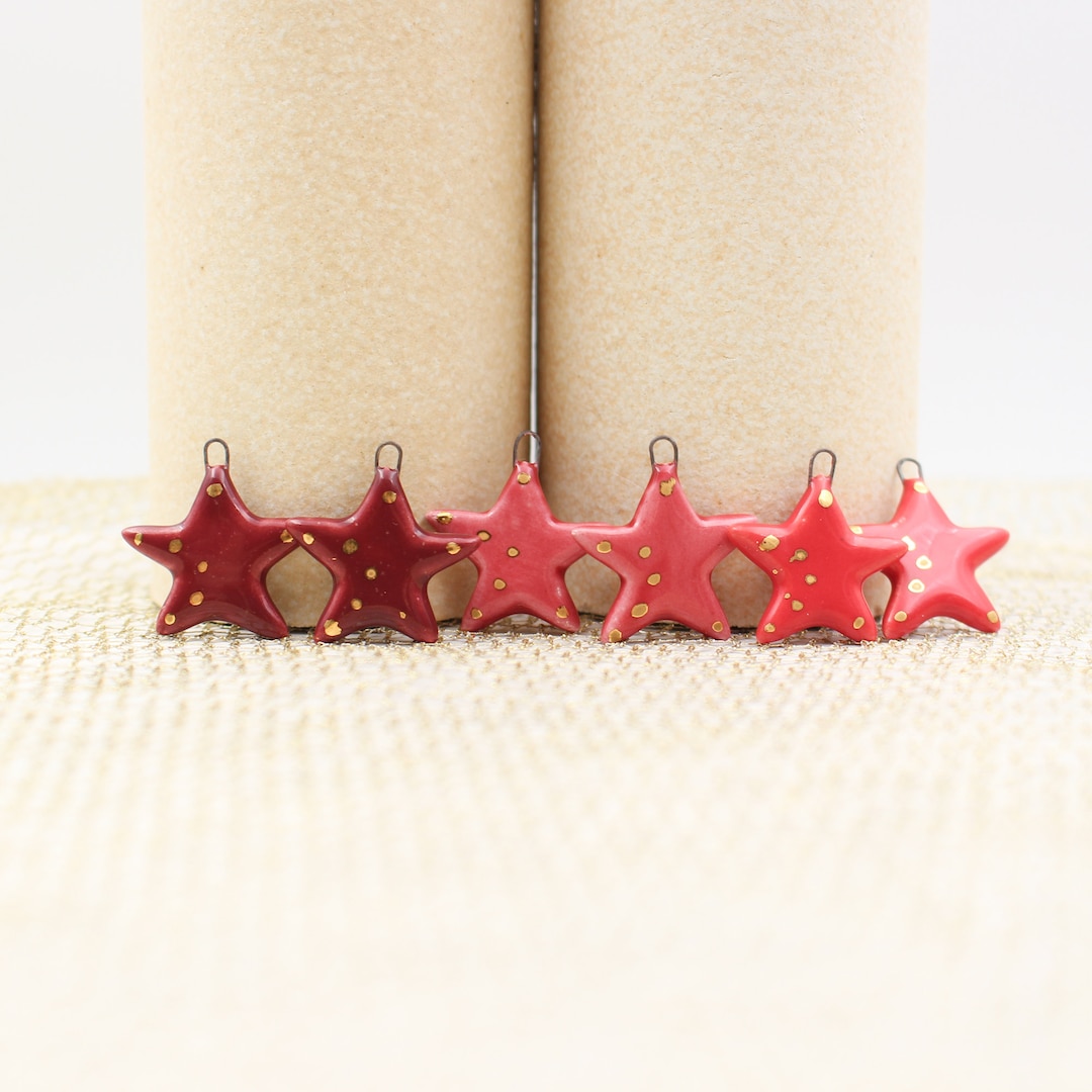 6 Ceramic and Gold Stars for Jewelry Making Decoration and Scrapbooking ...