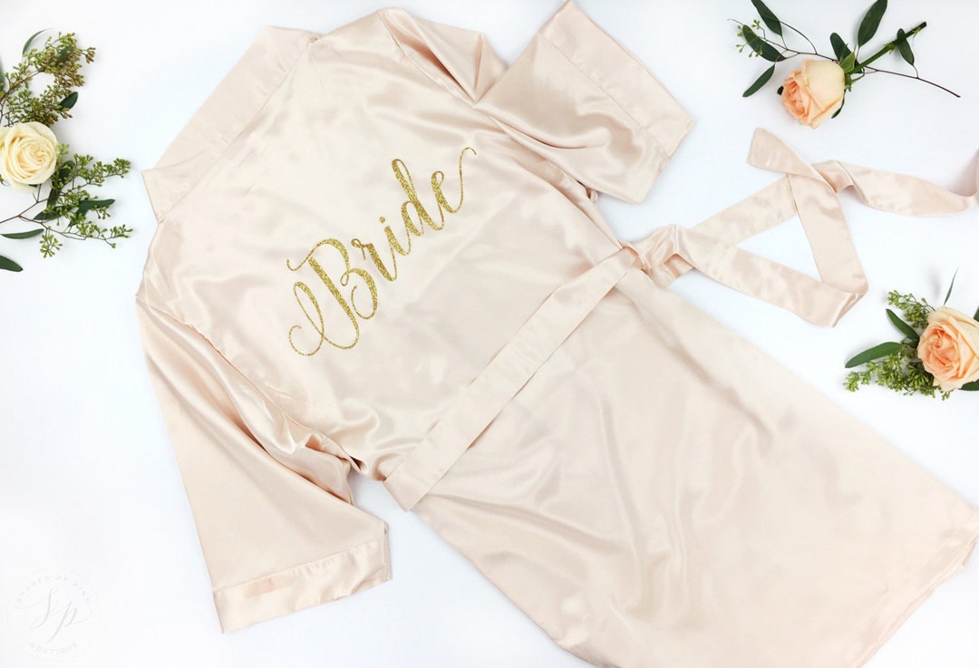Bride Robe - Wedding Day Robe - Glitter Bridal Robe - Bride Satin ...
