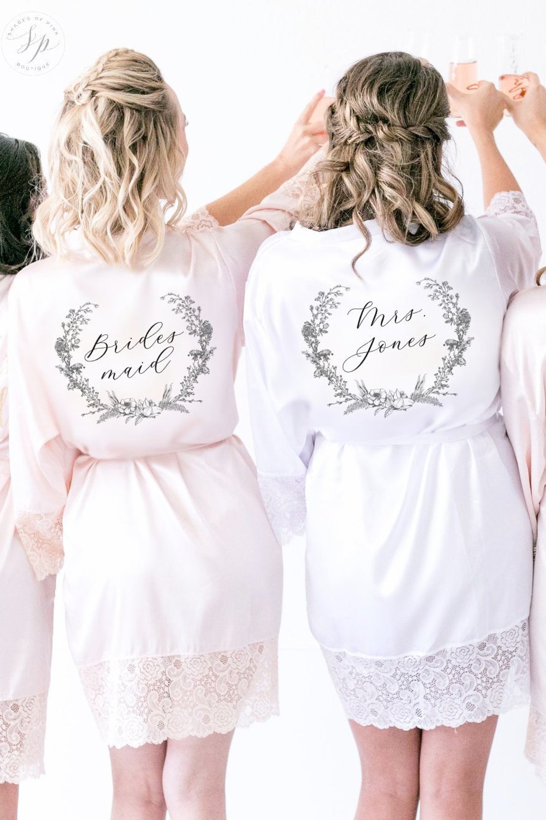 Lace Bride Robe Wedding Day Robe Lace Bridal Robe Bride Satin Bridal ...