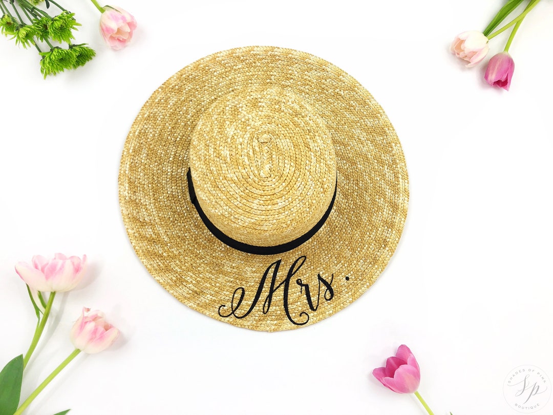 Custom Mrs Hat Sequin Sun Hat Bride Hat Beach Hat Boat Hat Boater Bride ...