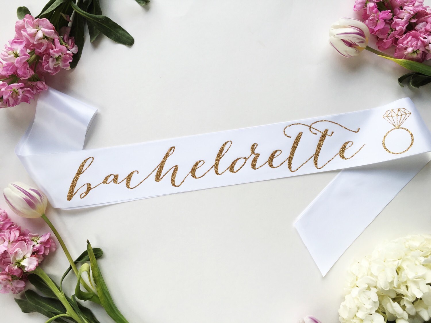 Bachelorette sash Bride-To-Be Sash with Diamond Ring | Etsy