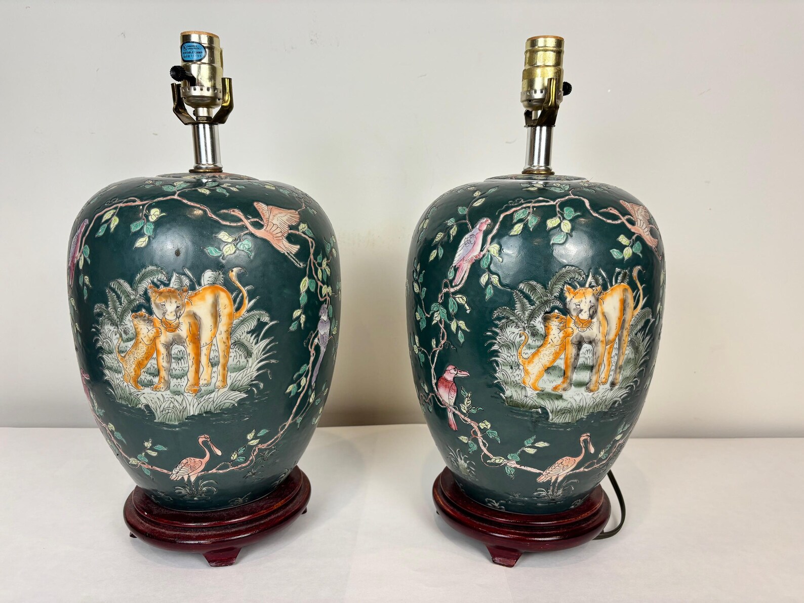 Vintage Chinese Porcelain Ceramic Table Lamps Pair - Etsy