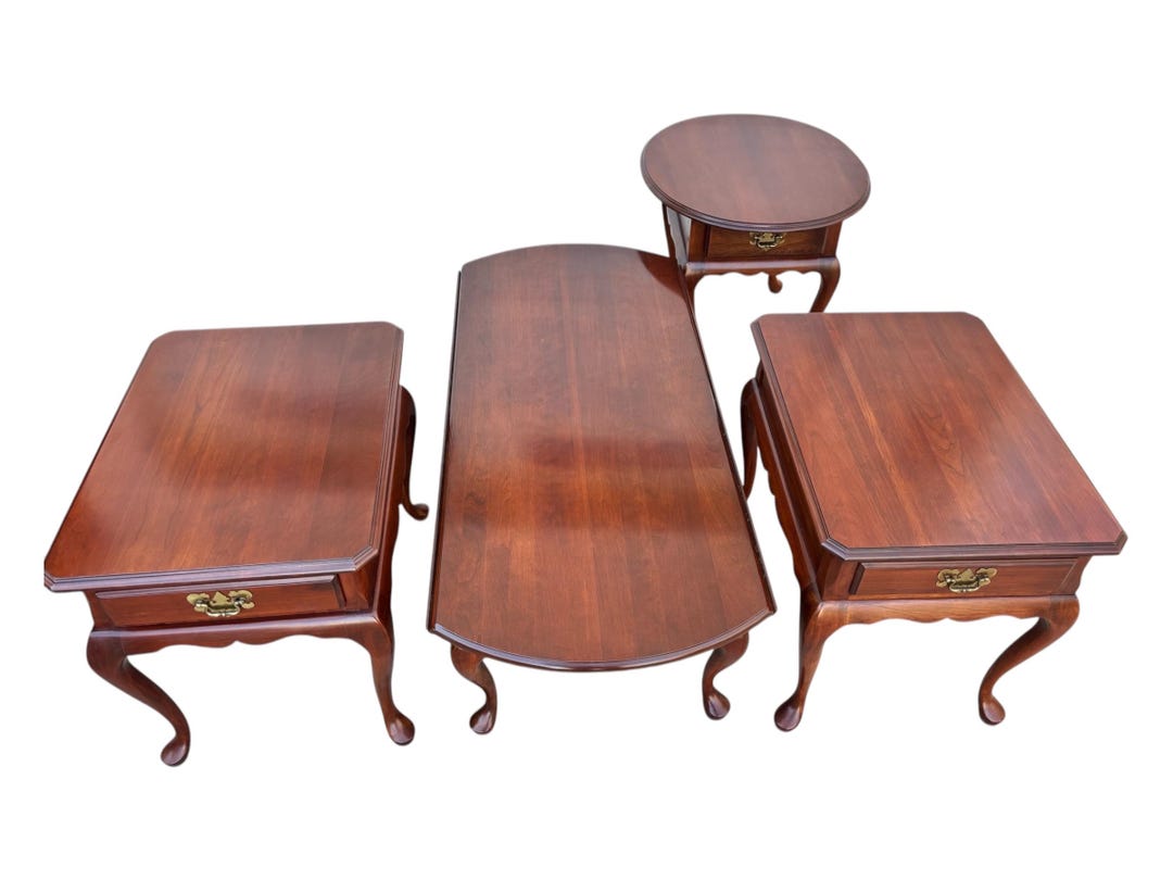 HARDEN Furniture SET of Coffee and End Tables Solid Cherry Queen Anne ...