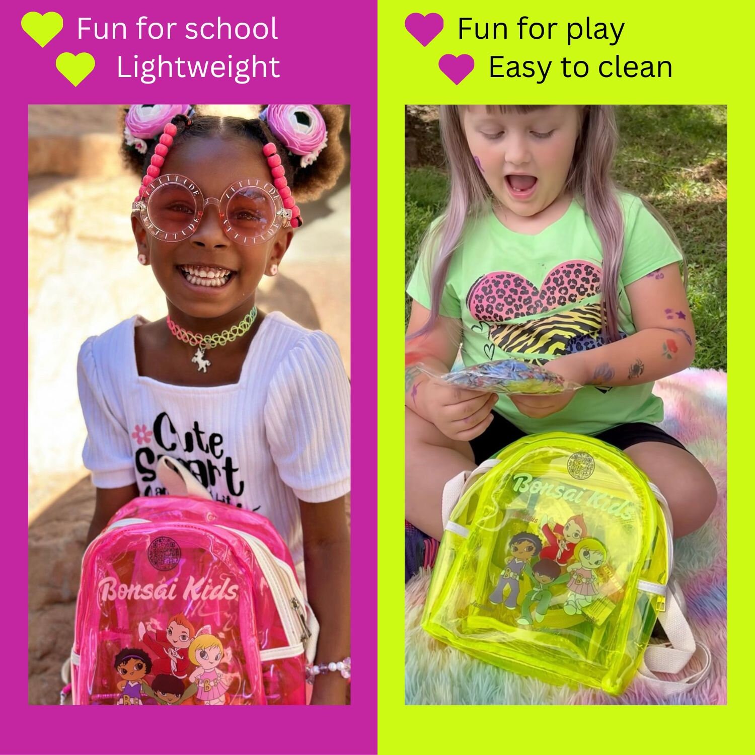 Pink and Green Light up Backpacks - Kids and Toddlers - Boys - Girls - Etsy