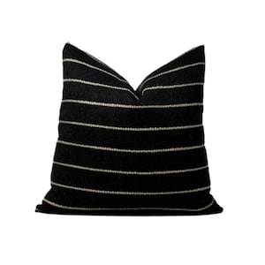 Claire Black and White Stripe Pillow Cover, Charcoal and White Stripe ...