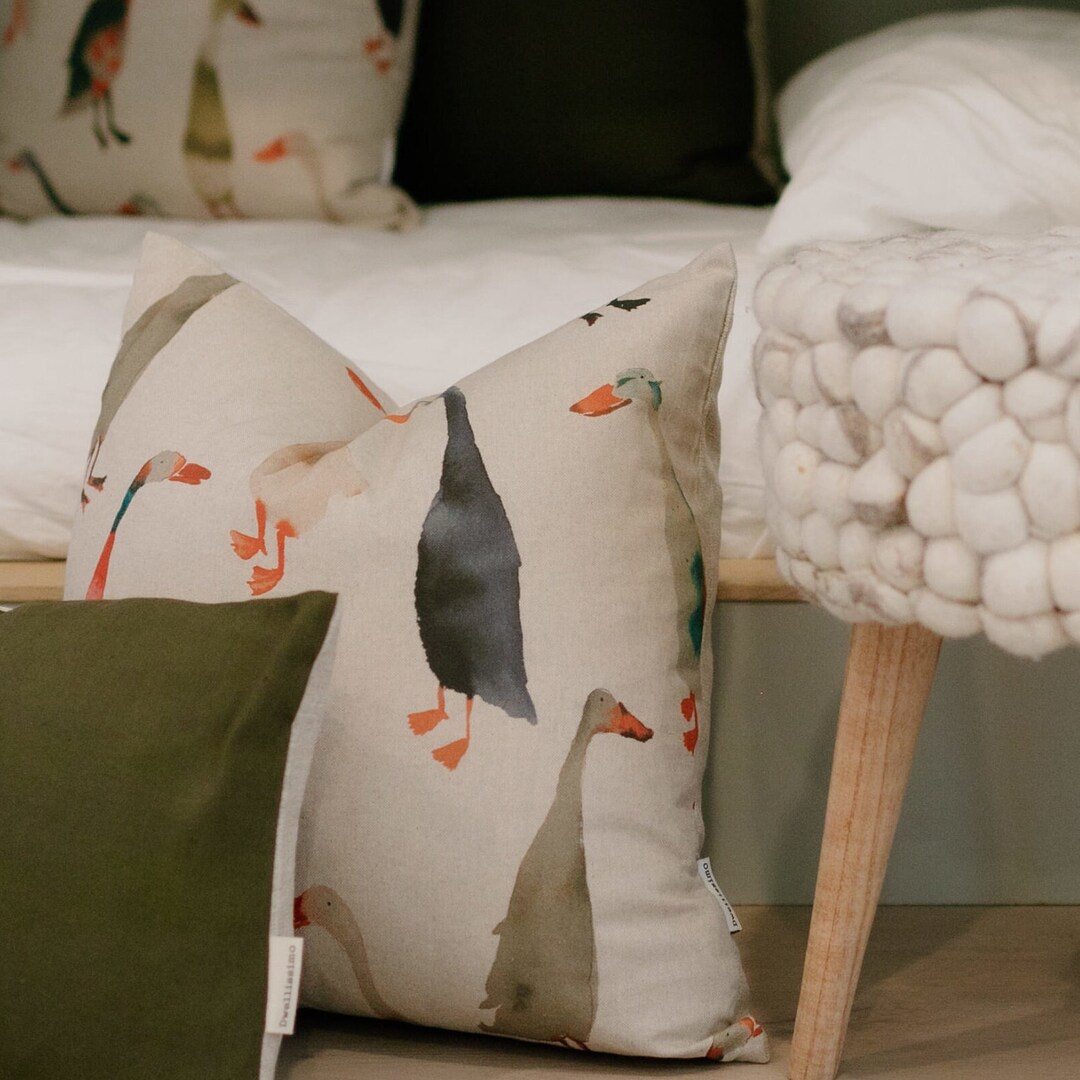 Gabble | Goose Print Pillow Cover, Animal Print Pillow, Farmhouse ...