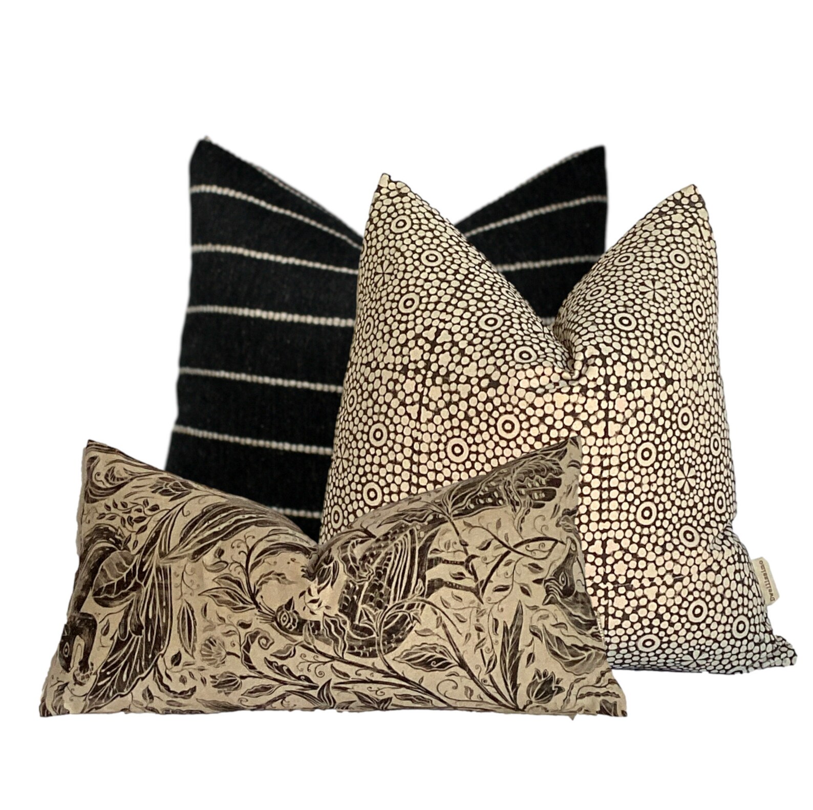 Claire Black and White Stripe Pillow Cover Charcoal and - Etsy